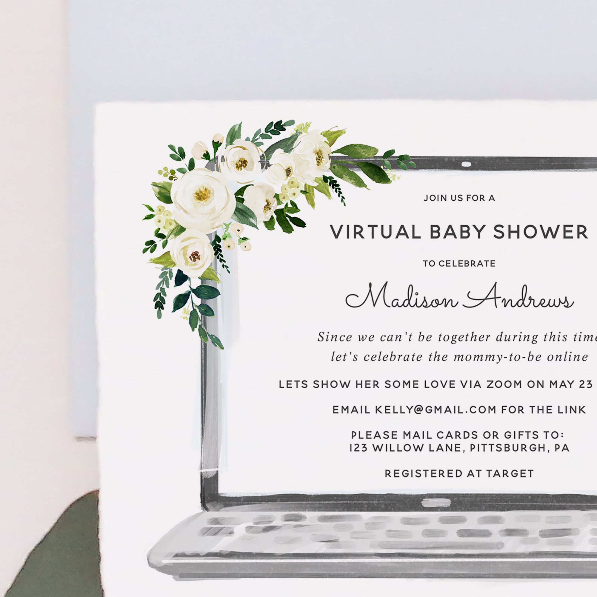 Virtual Baby Shower Printable Invitation and Evite Text | Etsy