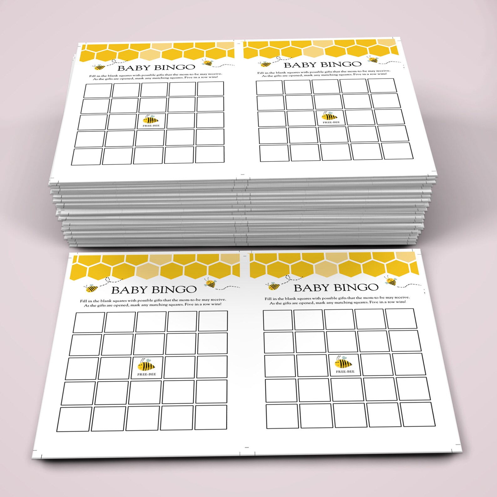 Bee Baby Shower Bingo Game Printable Card Printable Template | Etsy