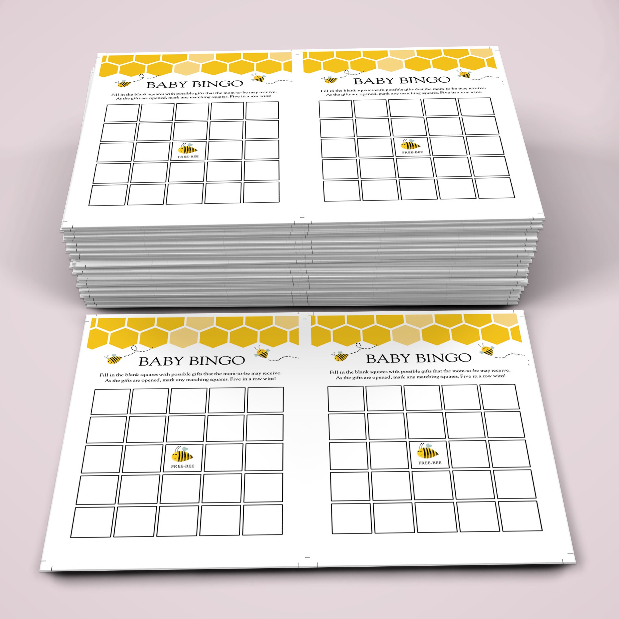 Bee Baby Shower Bingo Game Printable Card, Printable Template, Instant ...