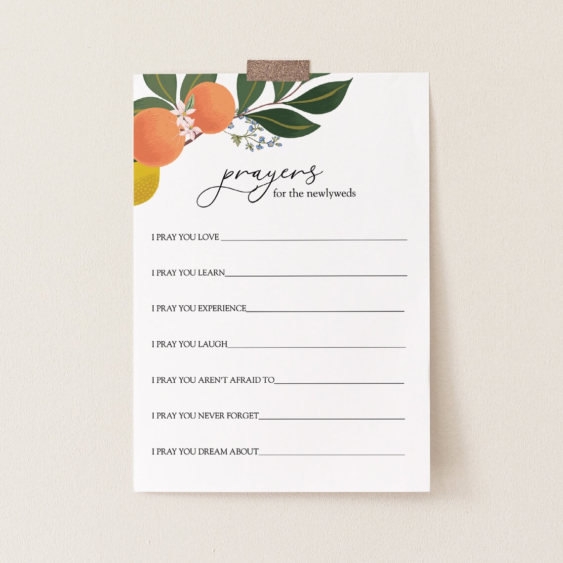 Prayers for the Newlyweds, Orange Main Squeeze, Printable Card Template ...