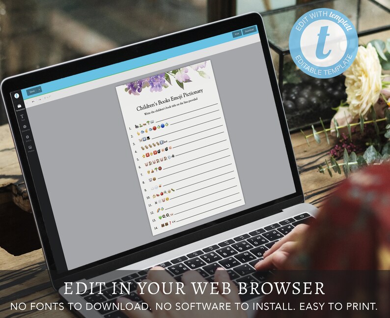 Children's Book Emoji Pictionary Game Purple Flowers and - Etsy