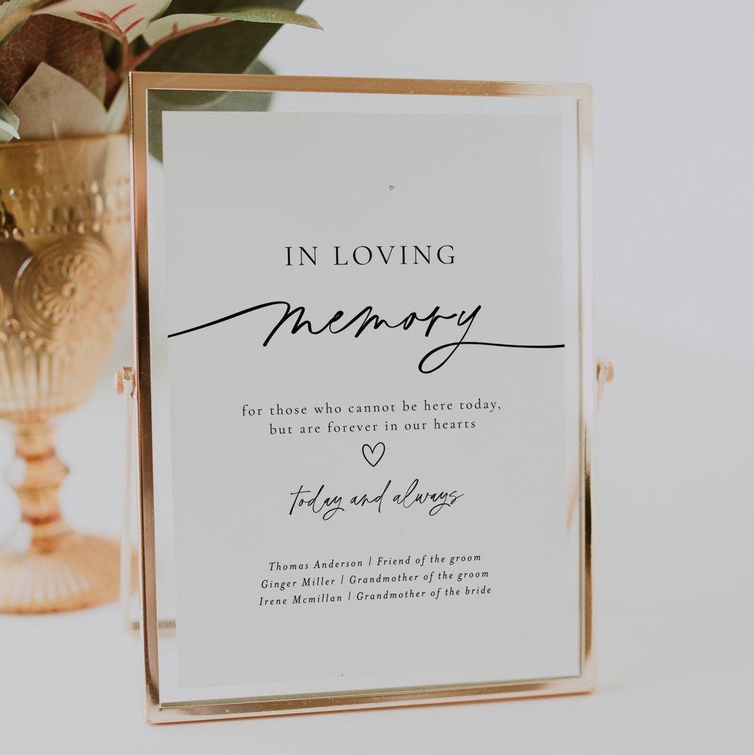 In Loving Memory Wedding Sign Printable, Forever in Our Hearts Sign ...