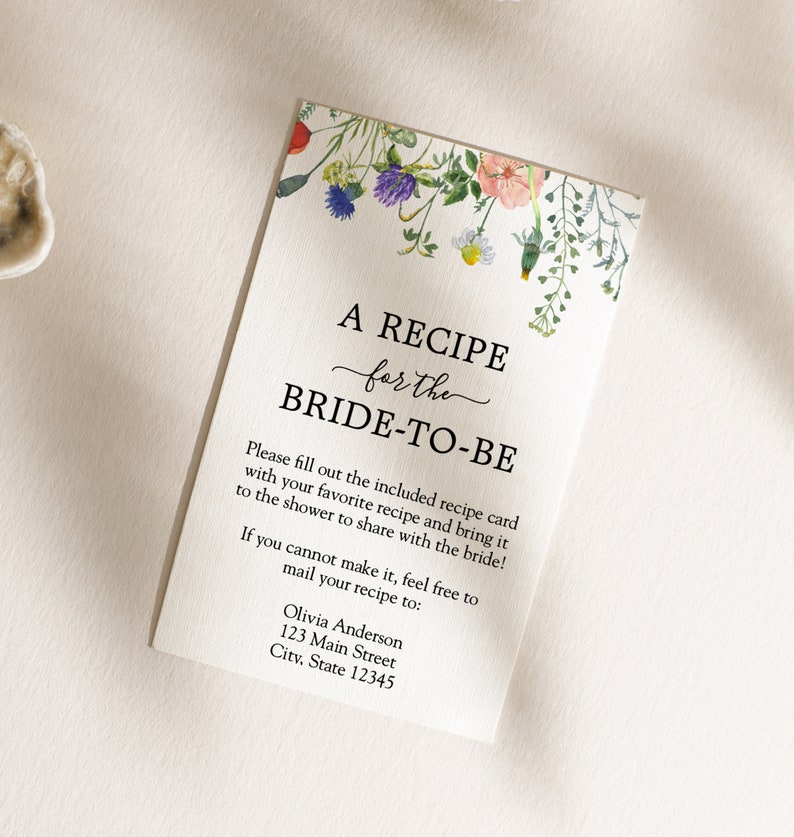 Recipe Instructions Card Printable Template Wildflower Fields - Etsy