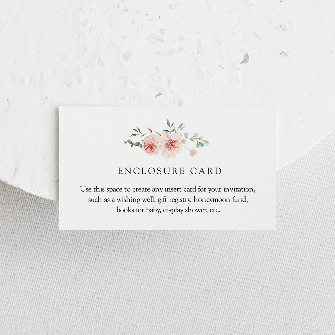 Enclosure Card Template, Blush Pinks Florals and Greenery Enclosure ...