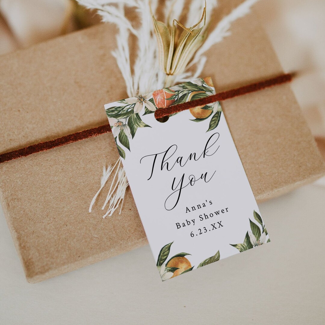 Orange Citrus Thank You Favor Tag, Gift Tag, Little Cutie Baby Shower ...