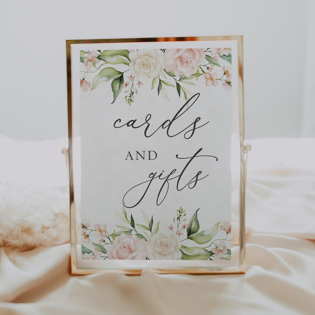 Blush and Greenery Cards and Gifts Sign, Bridal Shower Printable ...