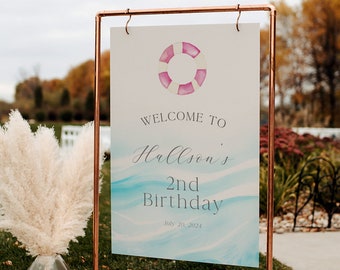 Beach Party Printable Welcome Sign, Summer Birthday Welcome Sign, Pool ...