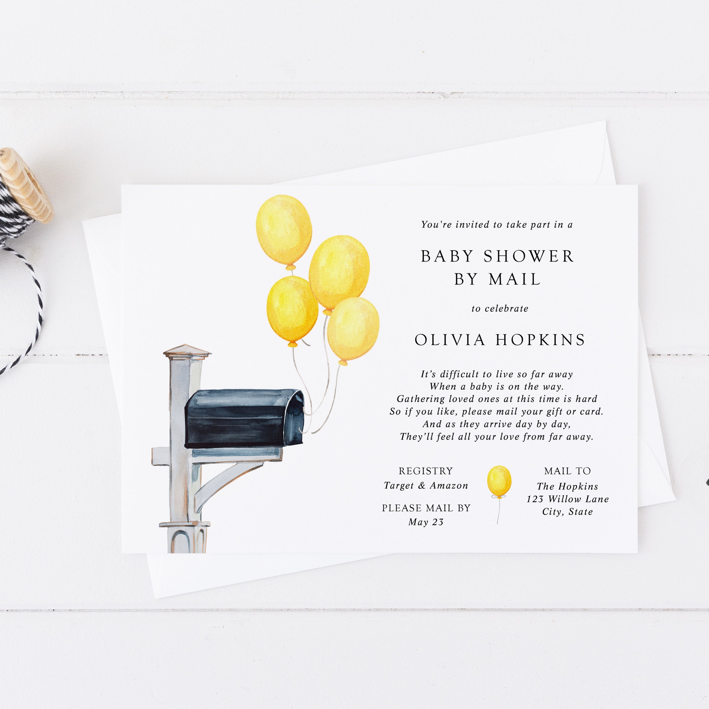 Baby Shower by Mail Invitation Gender Neutral Long Distance | Etsy