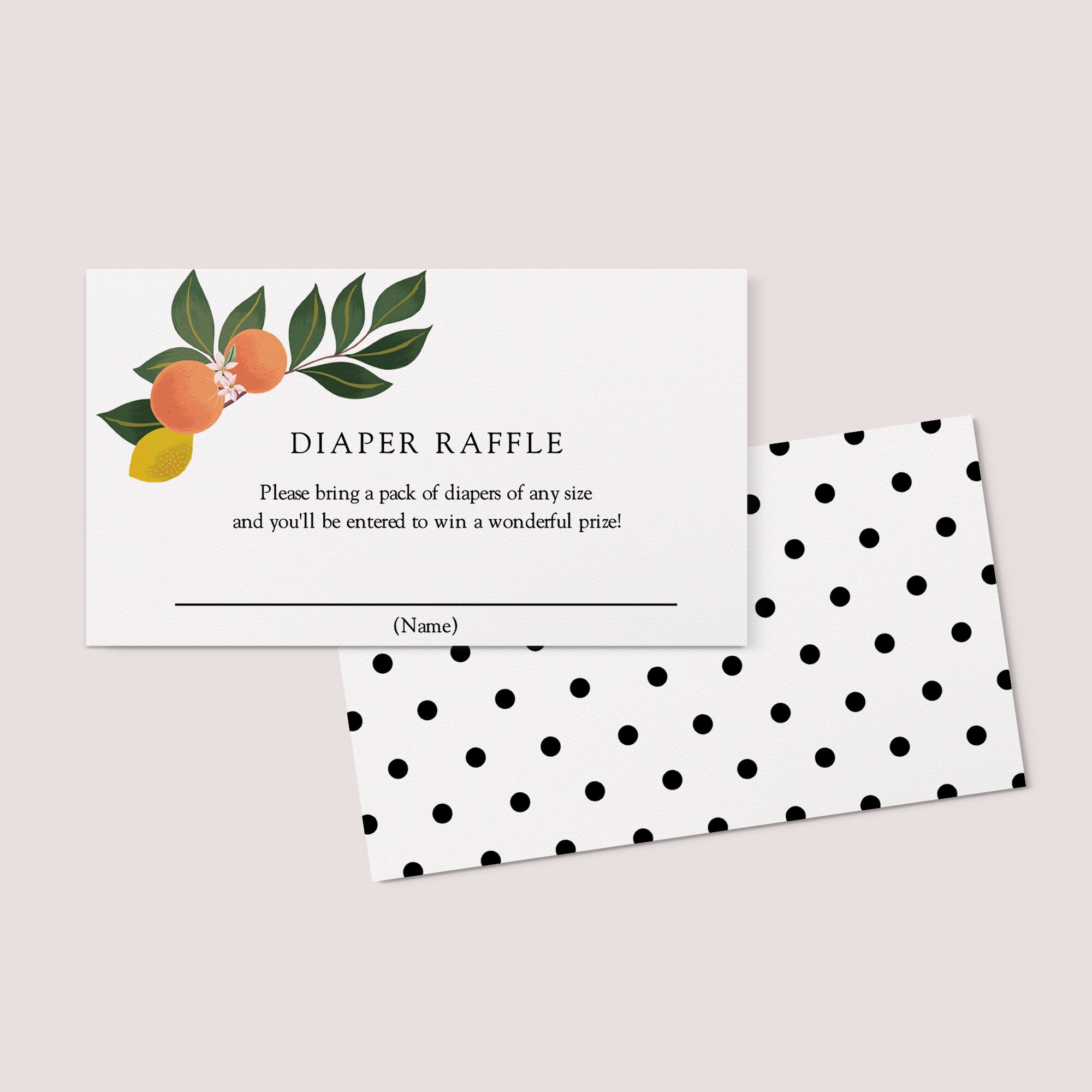 Orange Cutie Diaper Raffle Insert Card Template Baby Shower | Etsy