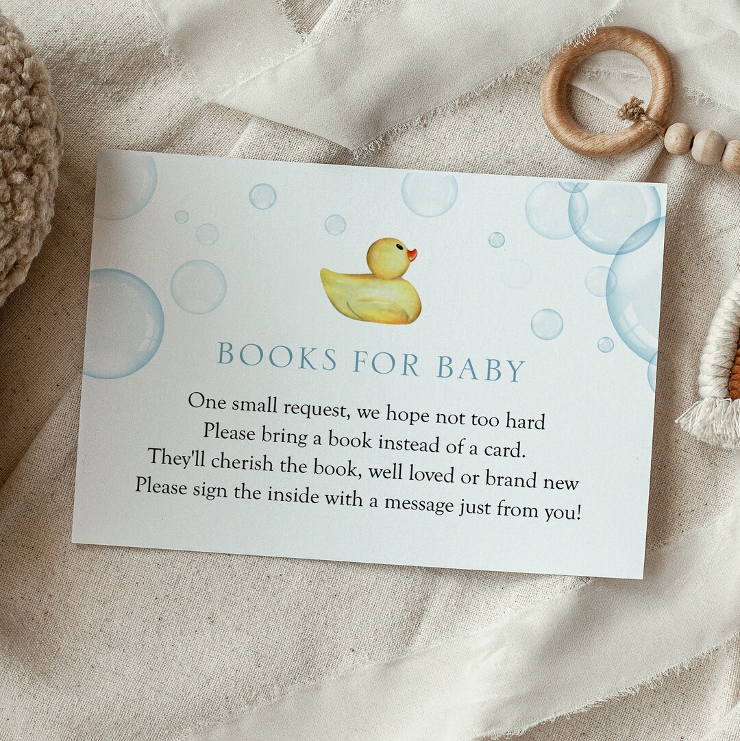 Rubber Duck Baby Shower Books for Baby Card | Printable Template for ...