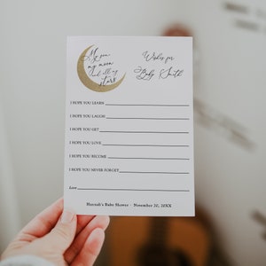 Over the Moon Wishes for the Baby Card, Baby Shower Games, Printable ...