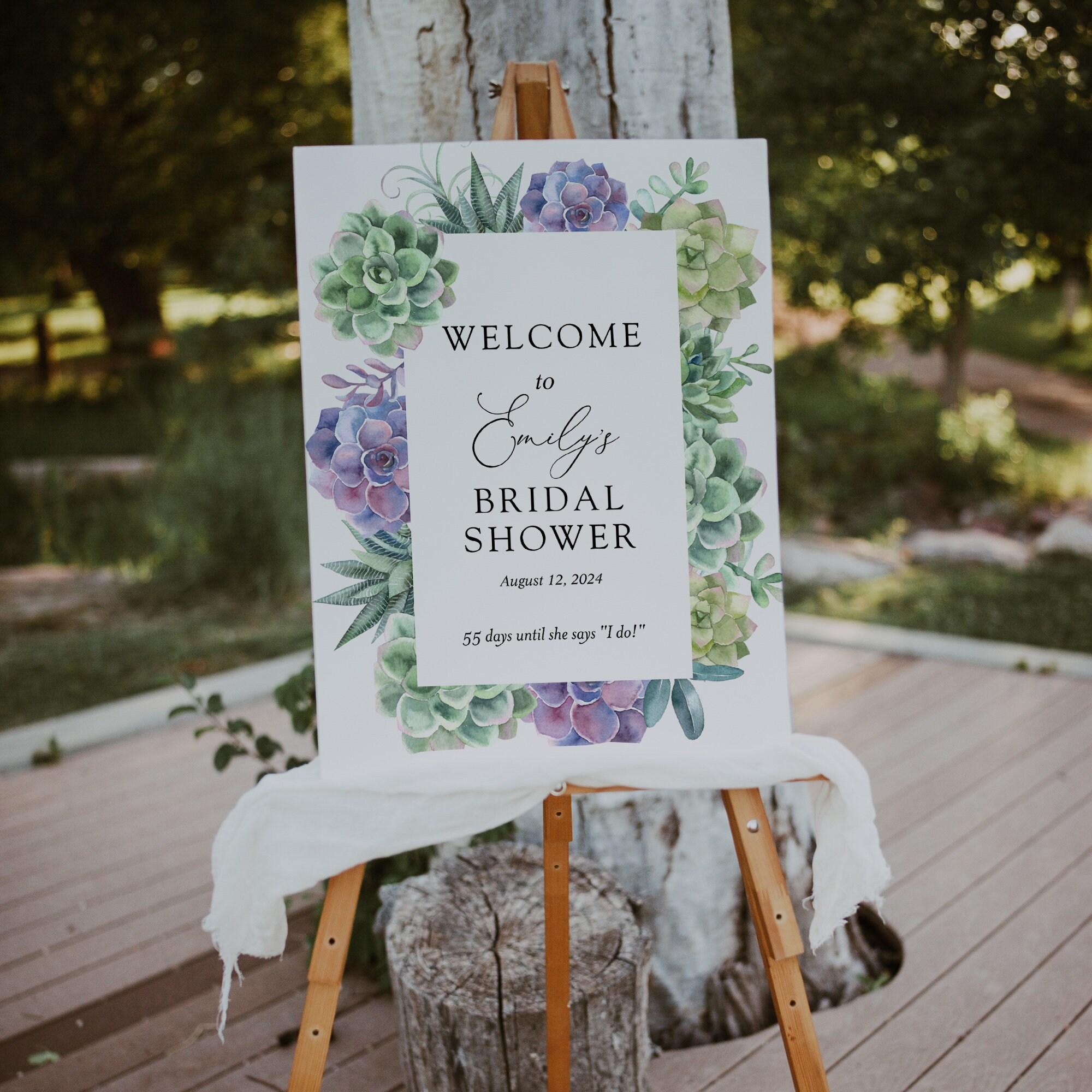 Succulent Welcome Sign Bridal or Baby Shower Printable | Etsy