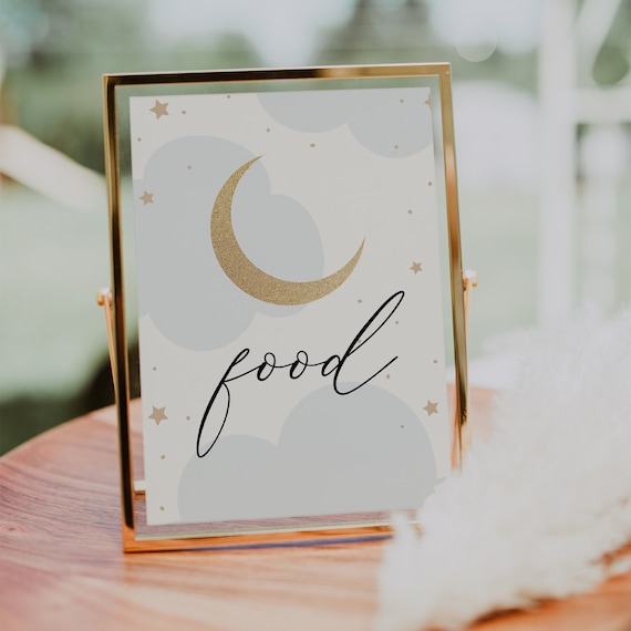 Over the Moon Food Sign Gold Moon Blue Clouds Printable | Etsy