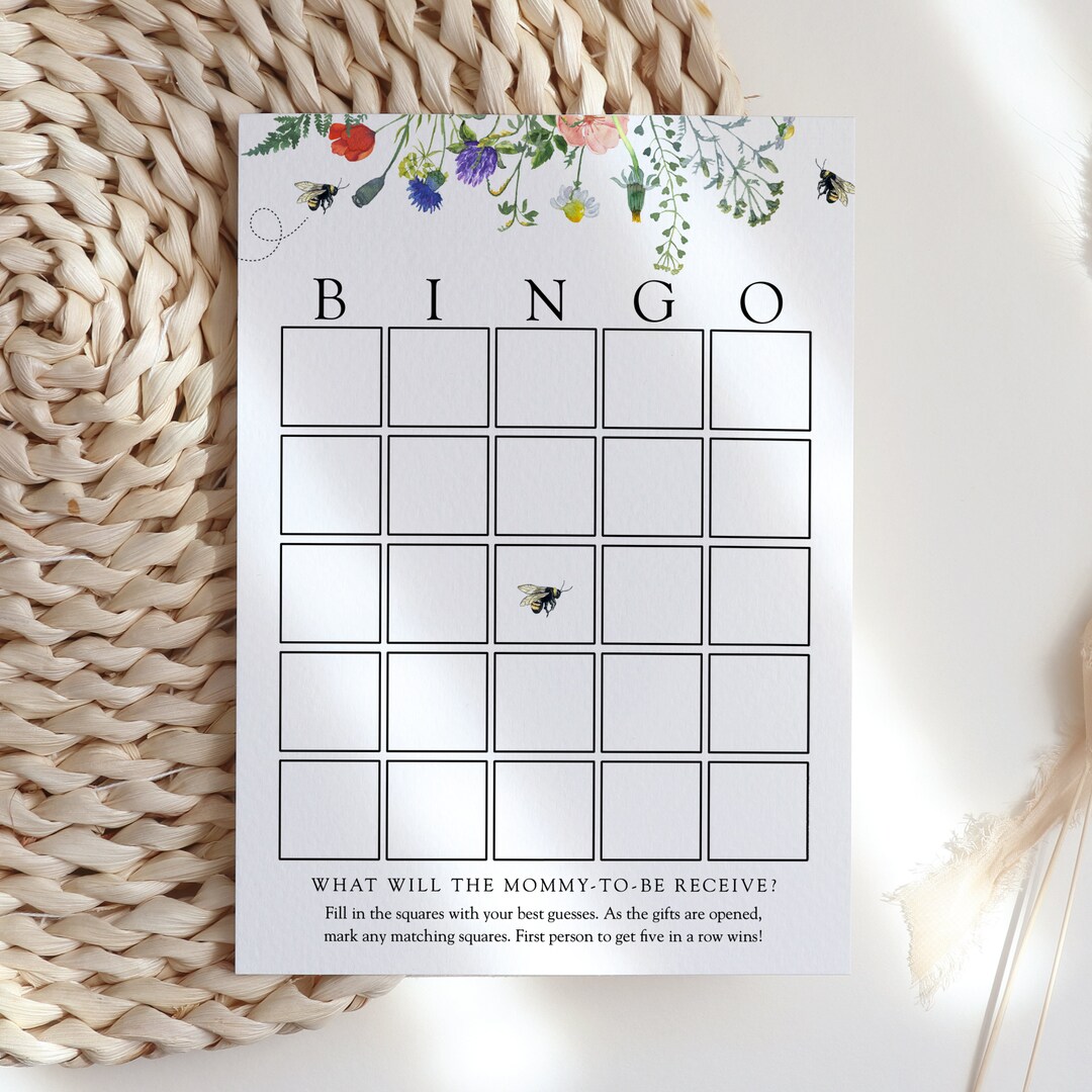 Wildflower Bingo Game: Bridal Shower or Baby Shower (printable Template ...