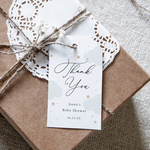 Editable Gold Moon Gift Tag Template Over the Moon Baby Shower - Etsy