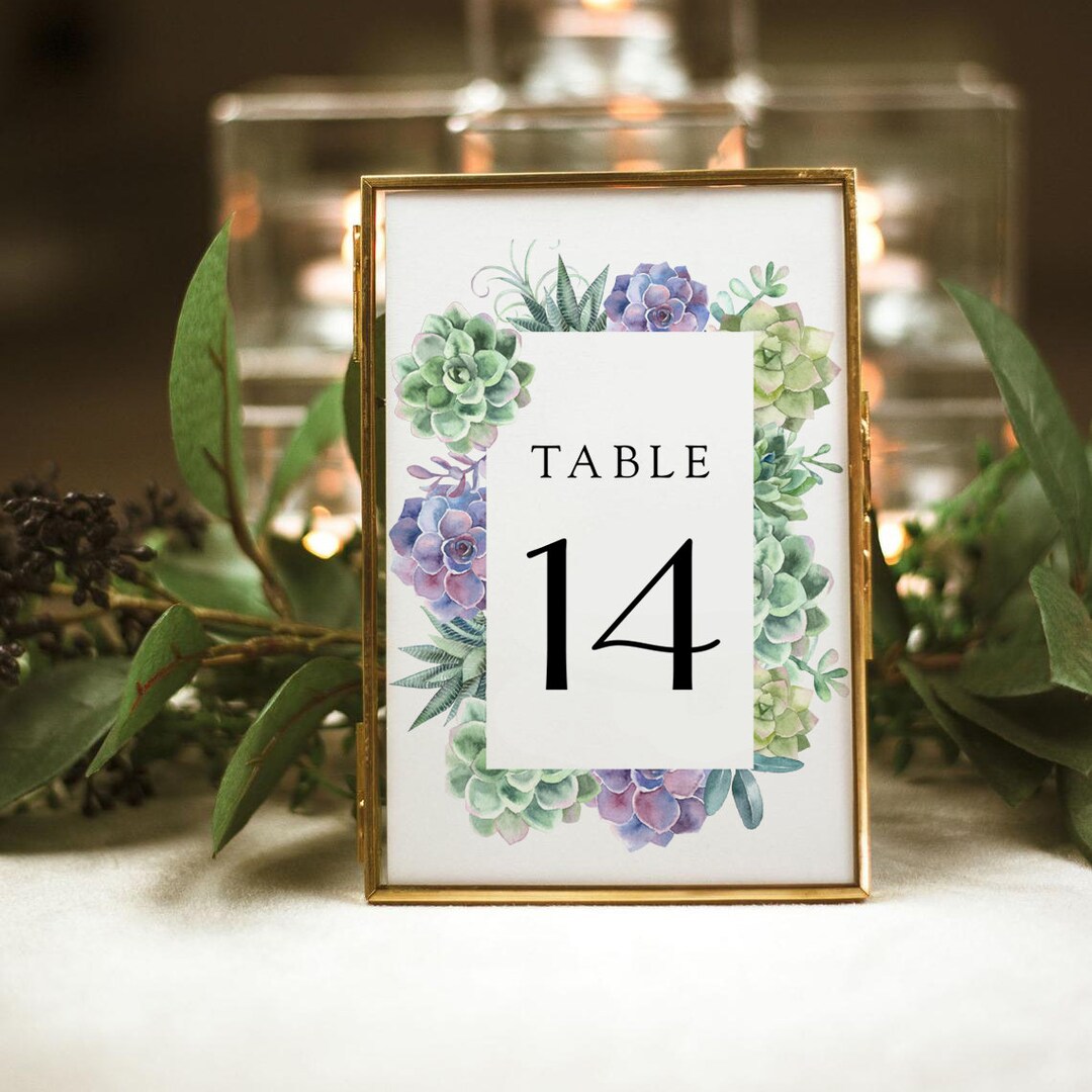 Succulents Table Number, INSTANT DOWNLOAD, 100% Editable Text ...