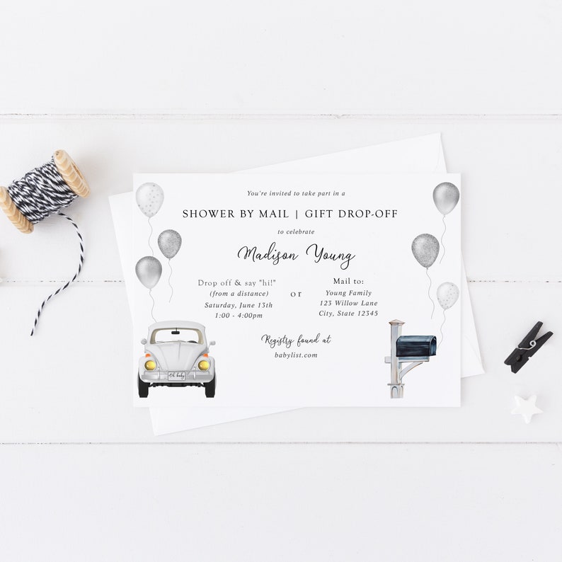 Baby Shower by Mail Invitation Drive by Gift Drop off Shower - Etsy