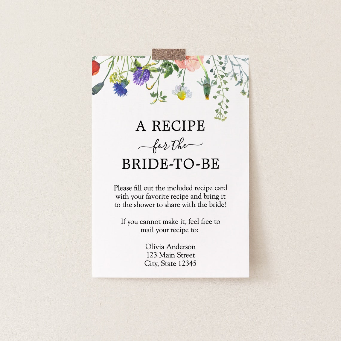 Recipe Instructions Card Printable Template Wildflower Fields - Etsy