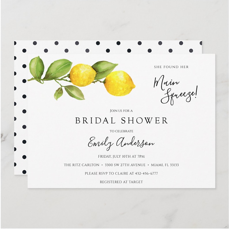 Main Squeeze Lemon Bridal Shower Invitation Printable | Etsy