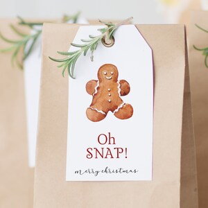 Christmas Gift Tag Template Oh Snap Gingerbread Cookie Tag - Etsy