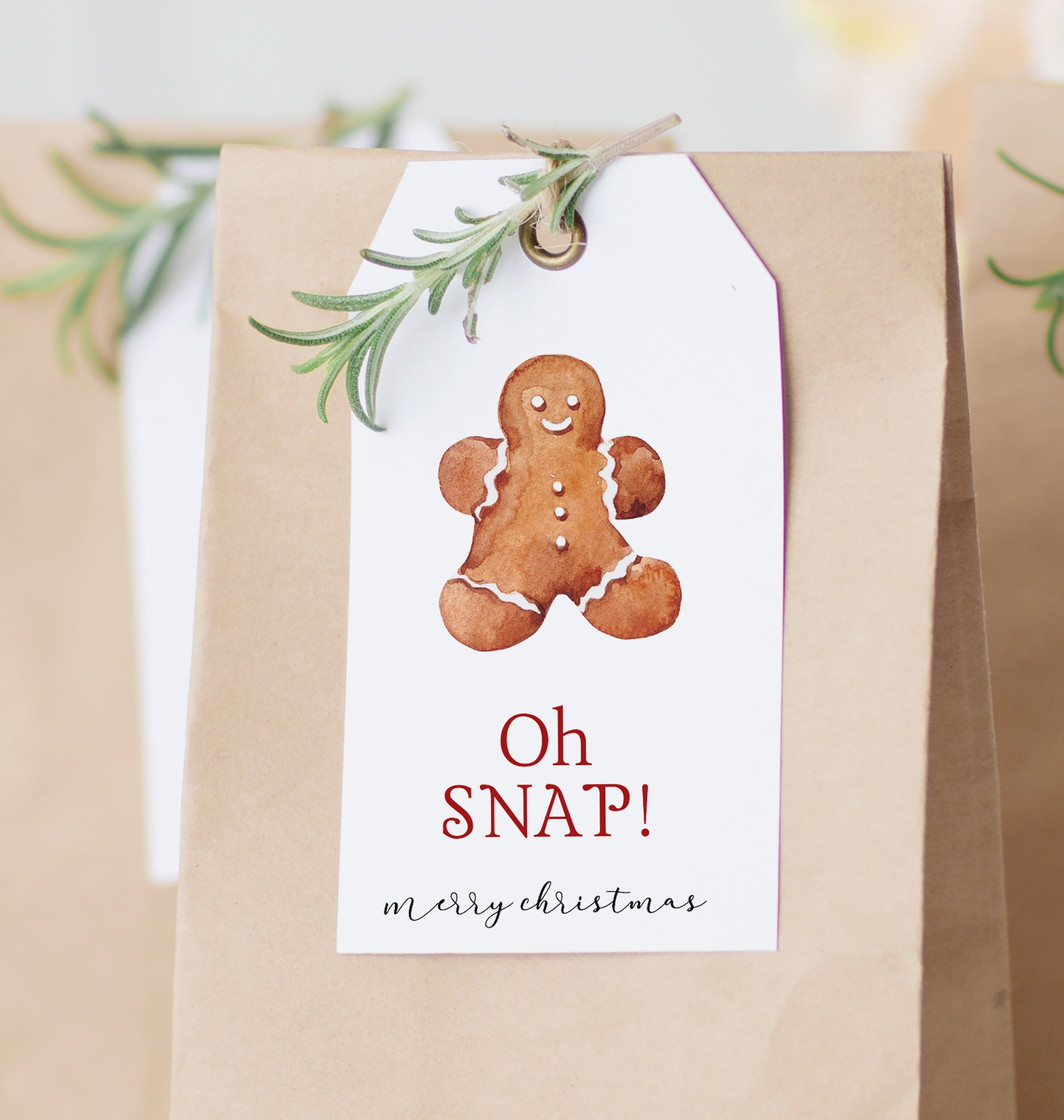Christmas Gift Tag Template Oh Snap Gingerbread Cookie Tag | Etsy
