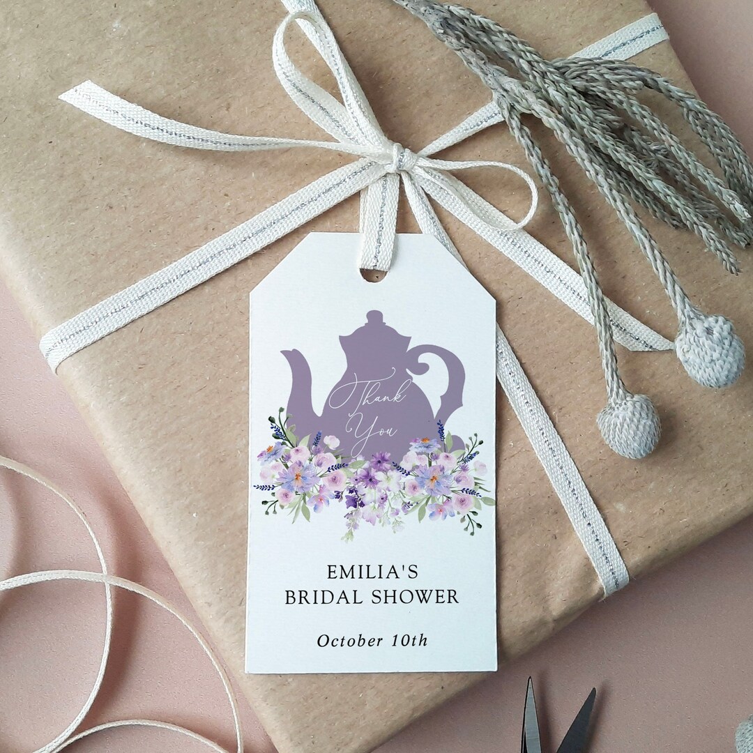 Tea Party Favor Tags: Purple Floral Bridal Shower (INSTANT DOWNLOAD) - Etsy