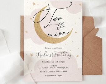 Star Moon Birthday Invitation - Etsy