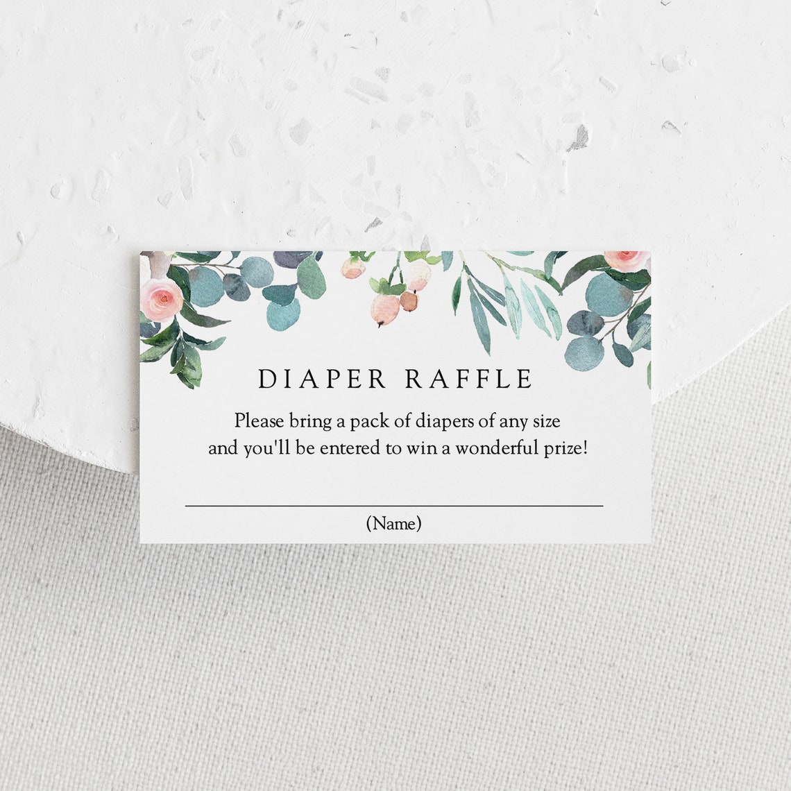Diaper Raffle Insert Card Template Time for Tea Floral Baby - Etsy