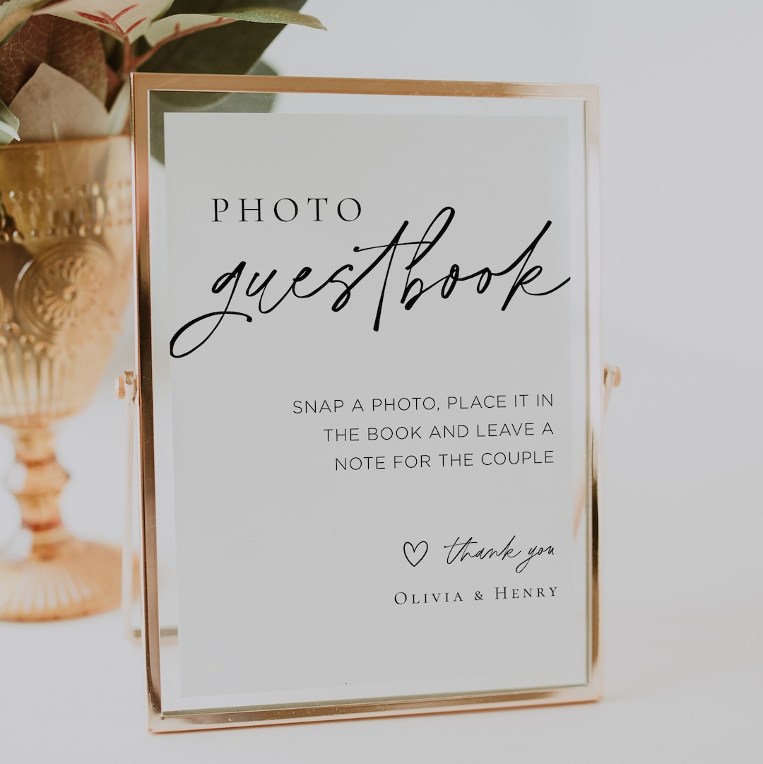 Photo Guestbook Sign Printable, Photo Guestbook Sign Template, Polaroid ...