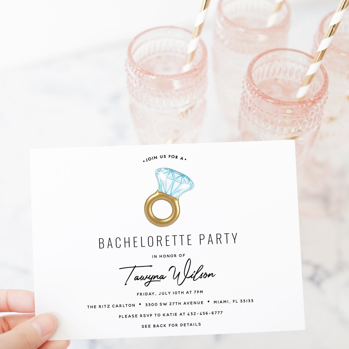 Diamond Ring Pool Float Bachelorette Party Invitation Weekend | Etsy