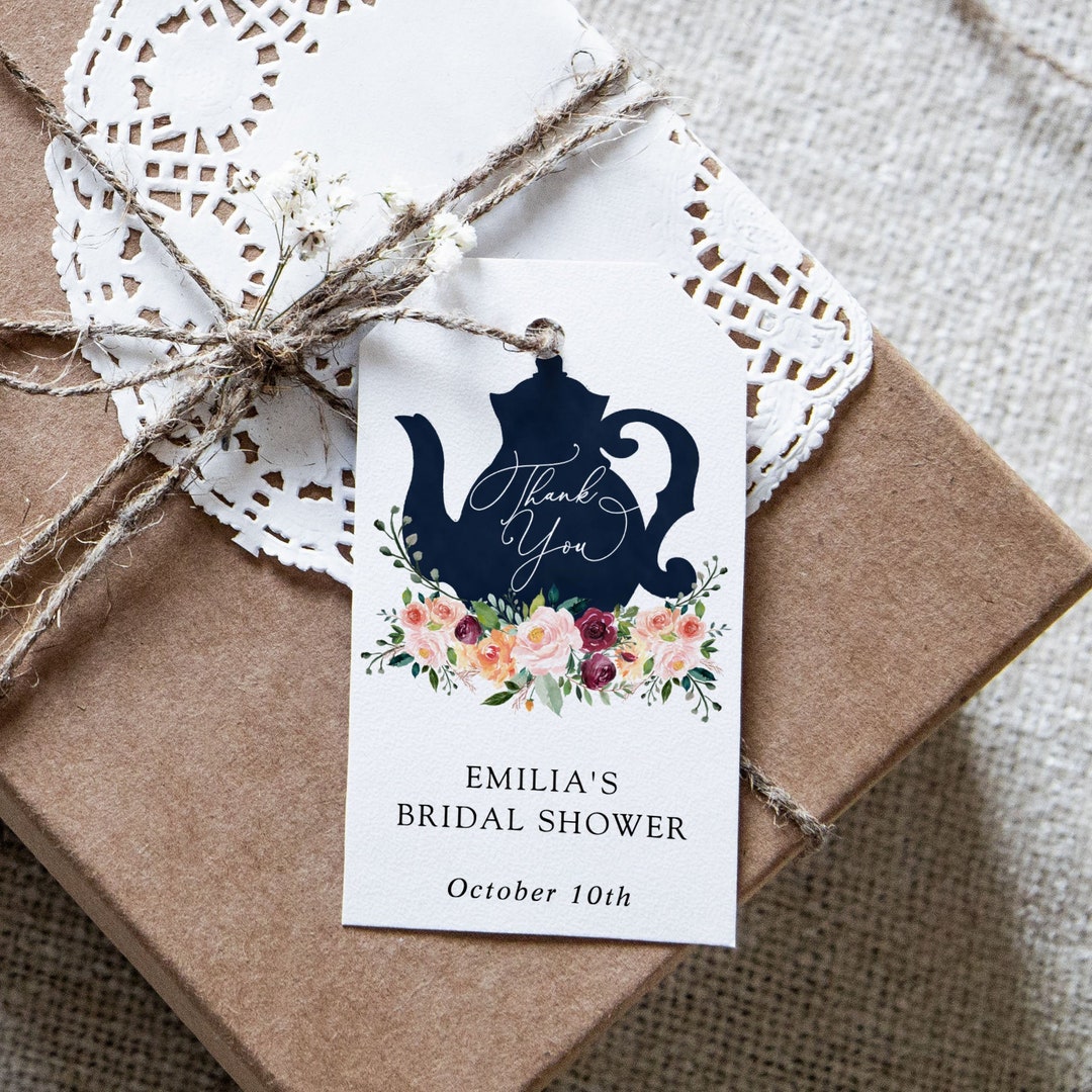 Tea Party Favor Tags: Floral Bridal Shower Thank You (INSTANT DOWNLOAD ...