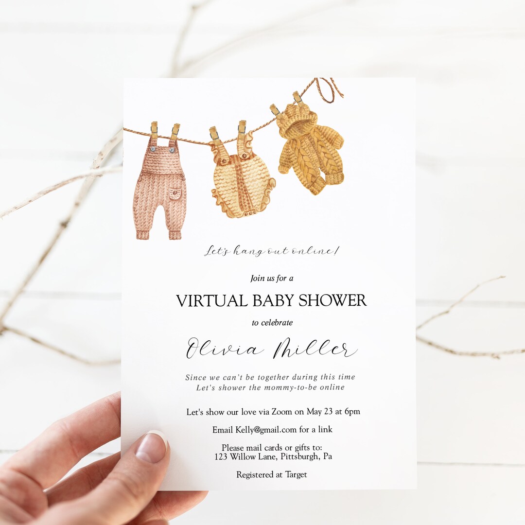 Virtual Baby Shower Printable Invitation, Gender Neutral, Printable ...