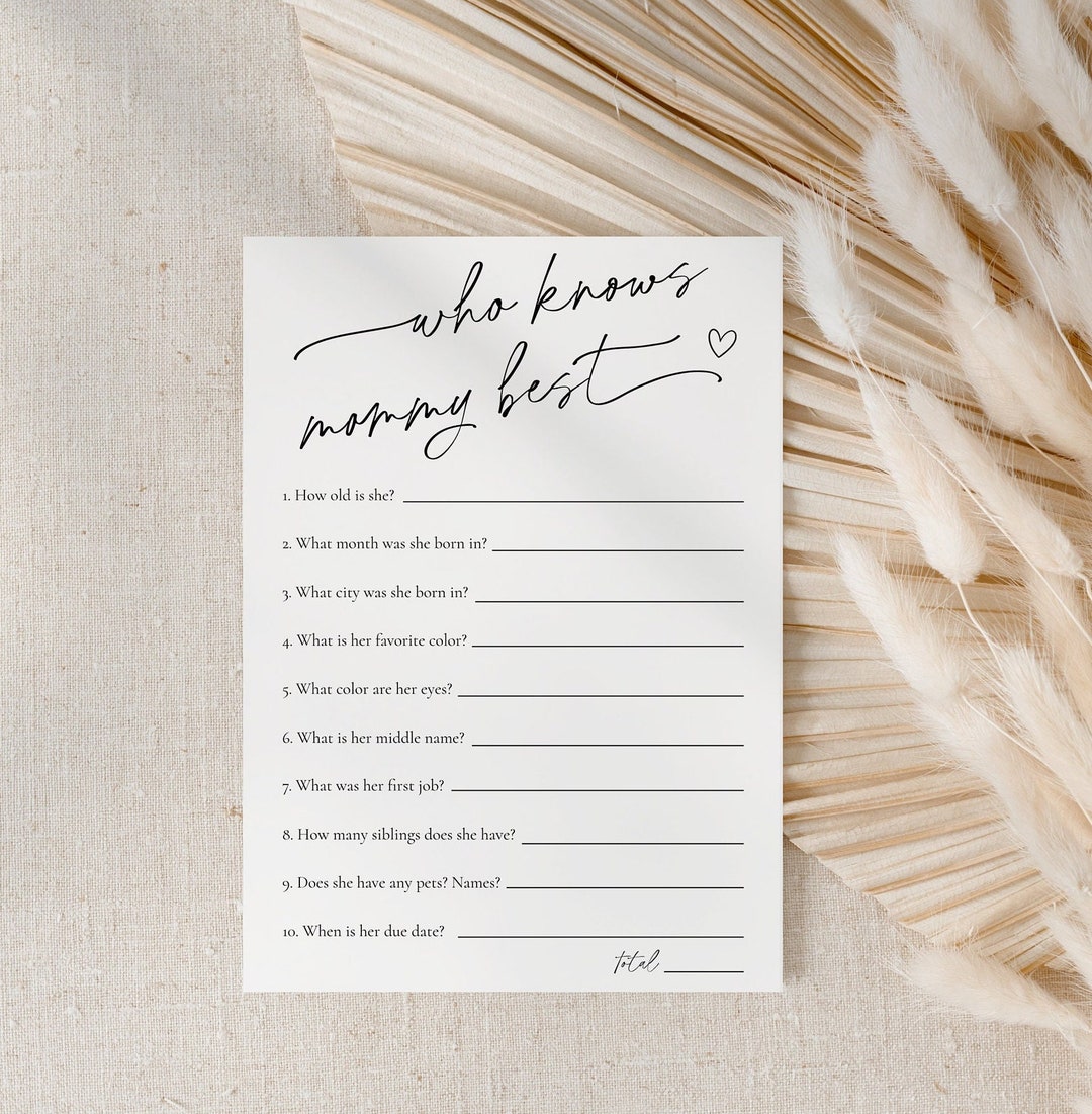 Who Knows Mommy Best Baby Shower Game | How Well Do You Know Mommy ...