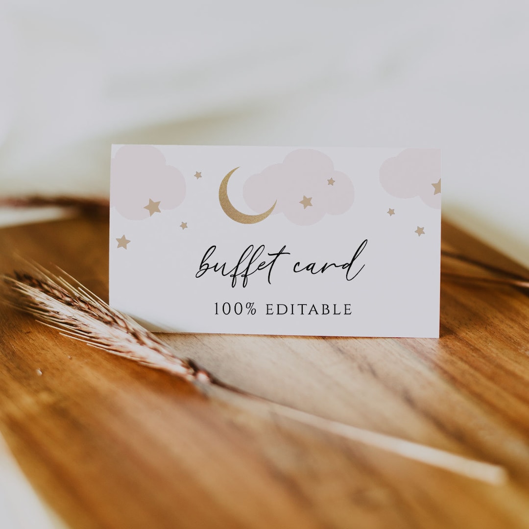 Buffet Card Printable Template, Editable Food Tent Card, Pink Clouds ...