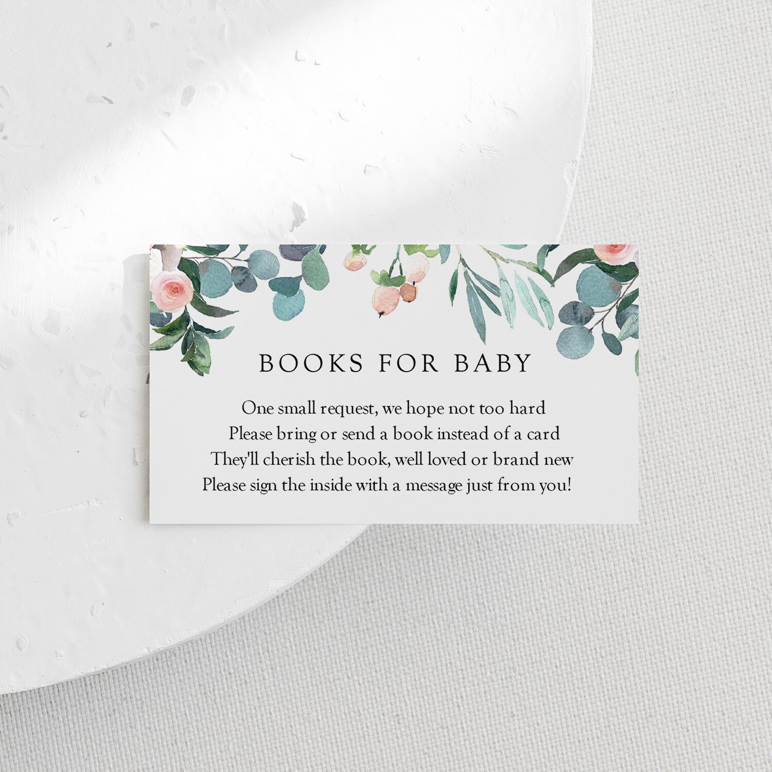 Books for Baby Insert Card Template Time for Tea Floral Baby | Etsy