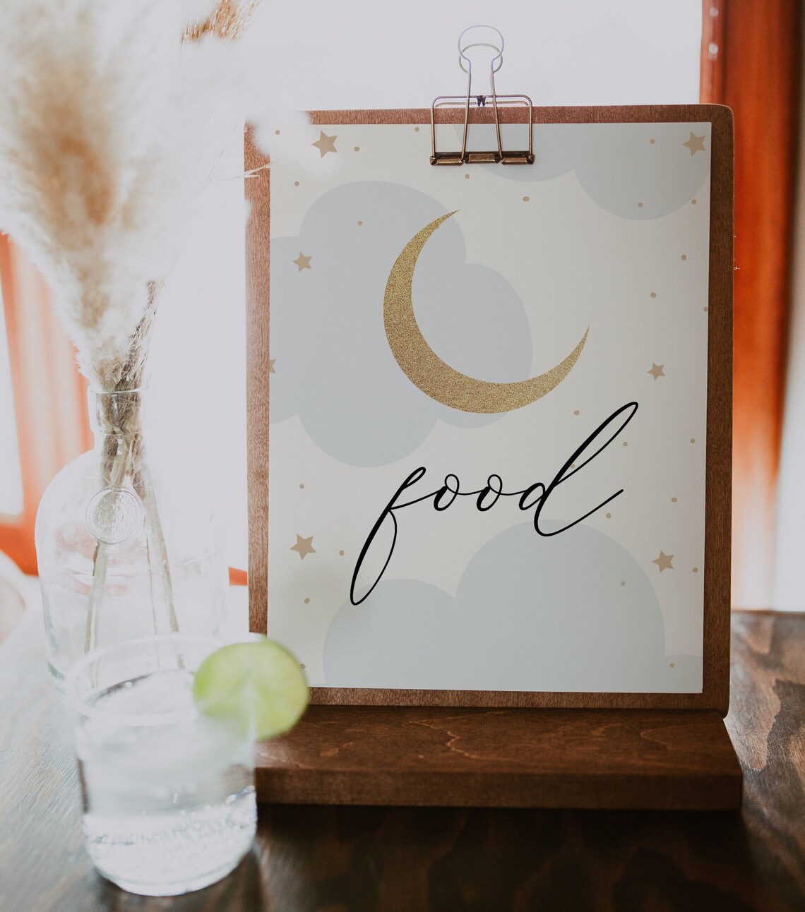 Over the Moon Food Sign Gold Moon Blue Clouds Printable | Etsy