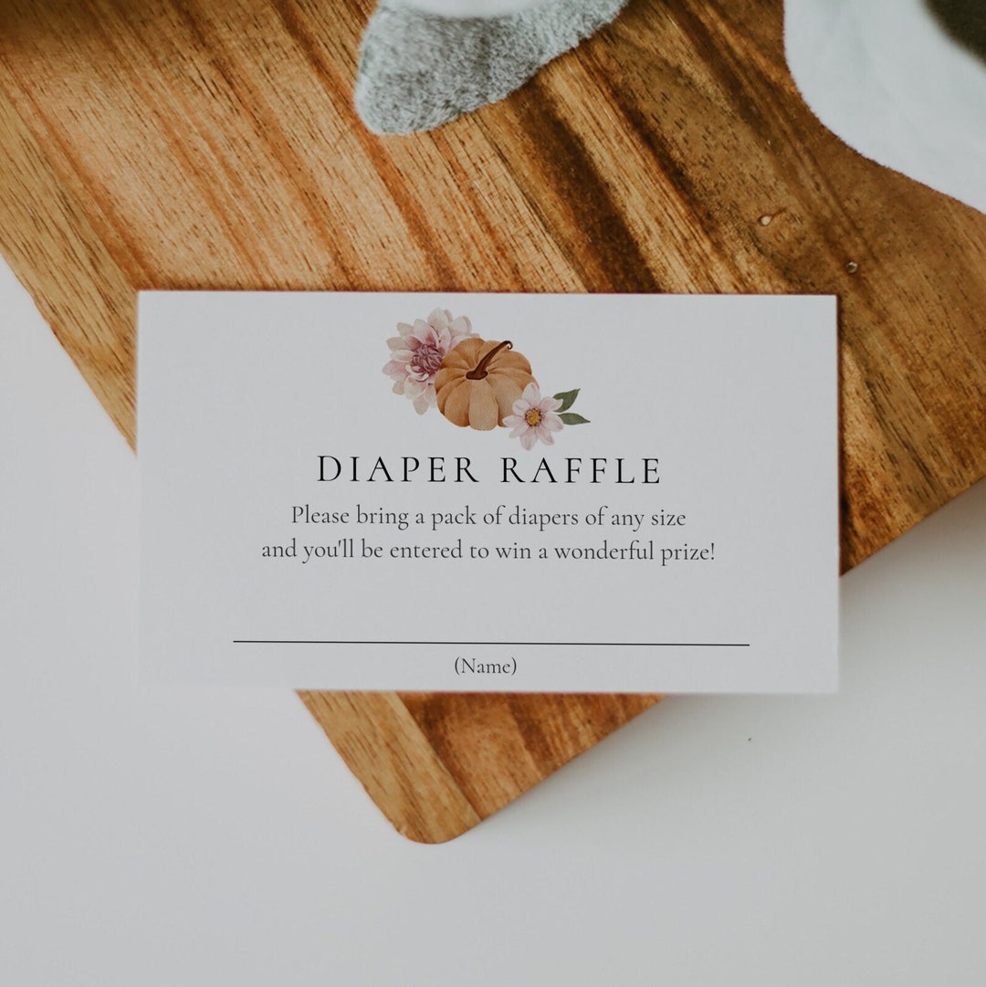 Fall Pumpkin Baby Girl Shower Diaper Raffle Enclosure Card, Autumn Pink ...