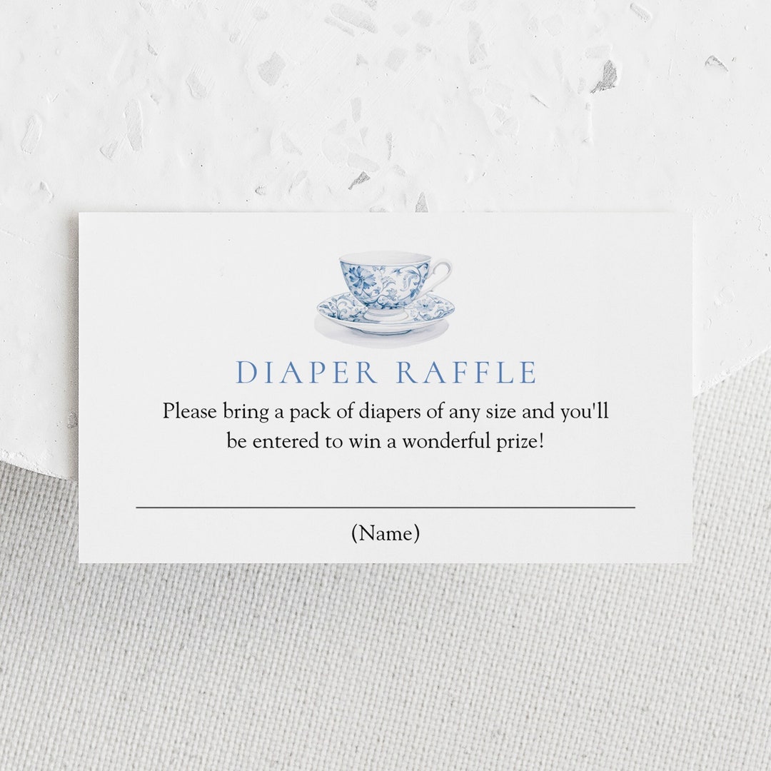 Blue Teapot Baby Shower Diaper Raffle Card, Boy Baby Shower Bring a ...