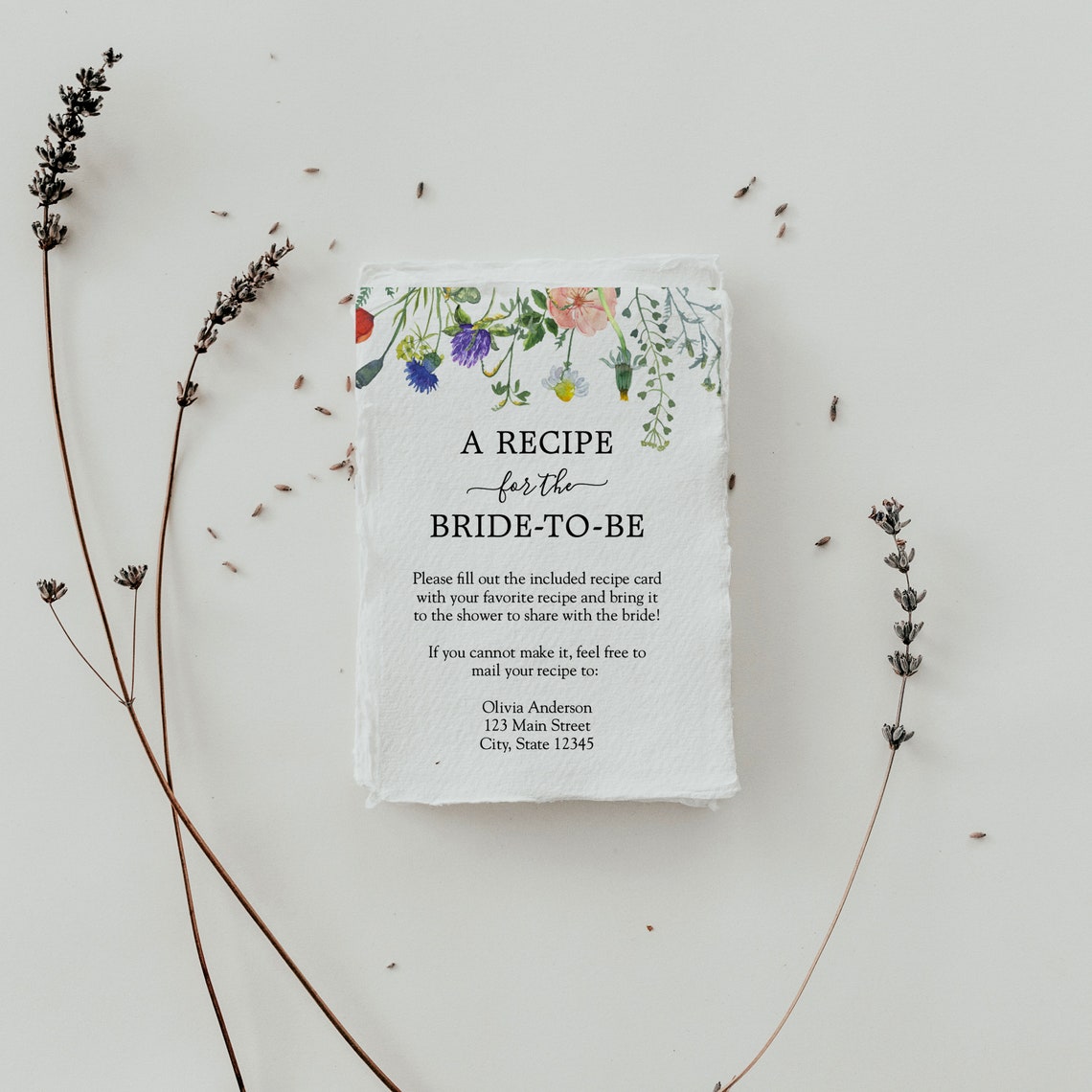 Recipe Instructions Card Printable Template Wildflower Fields - Etsy