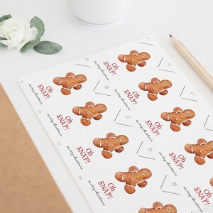 Christmas Gift Tag Template Oh Snap Gingerbread Cookie Tag - Etsy