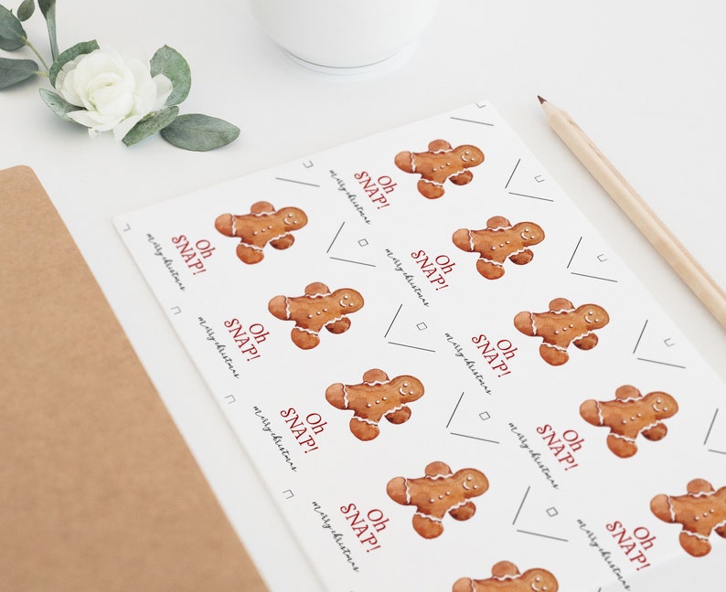 Christmas Gift Tag Template Oh Snap Gingerbread Cookie Tag - Etsy