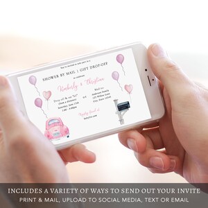 Baby Shower by Mail and Drive by Gift Drop off Invitation, Pink ...