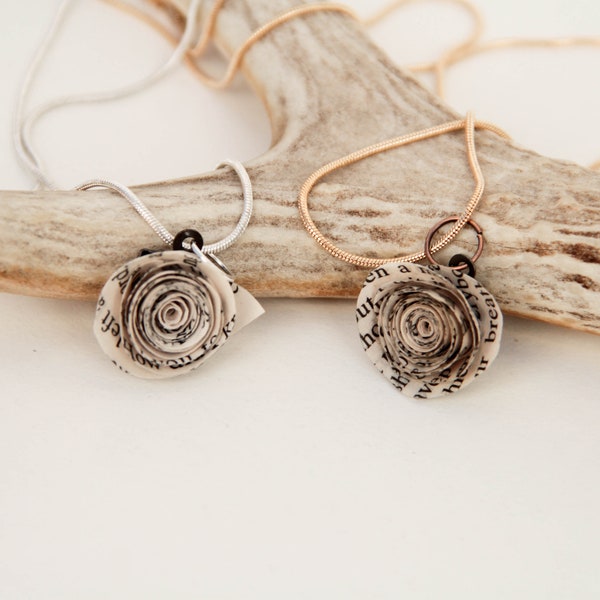 Book Page Necklace - Etsy