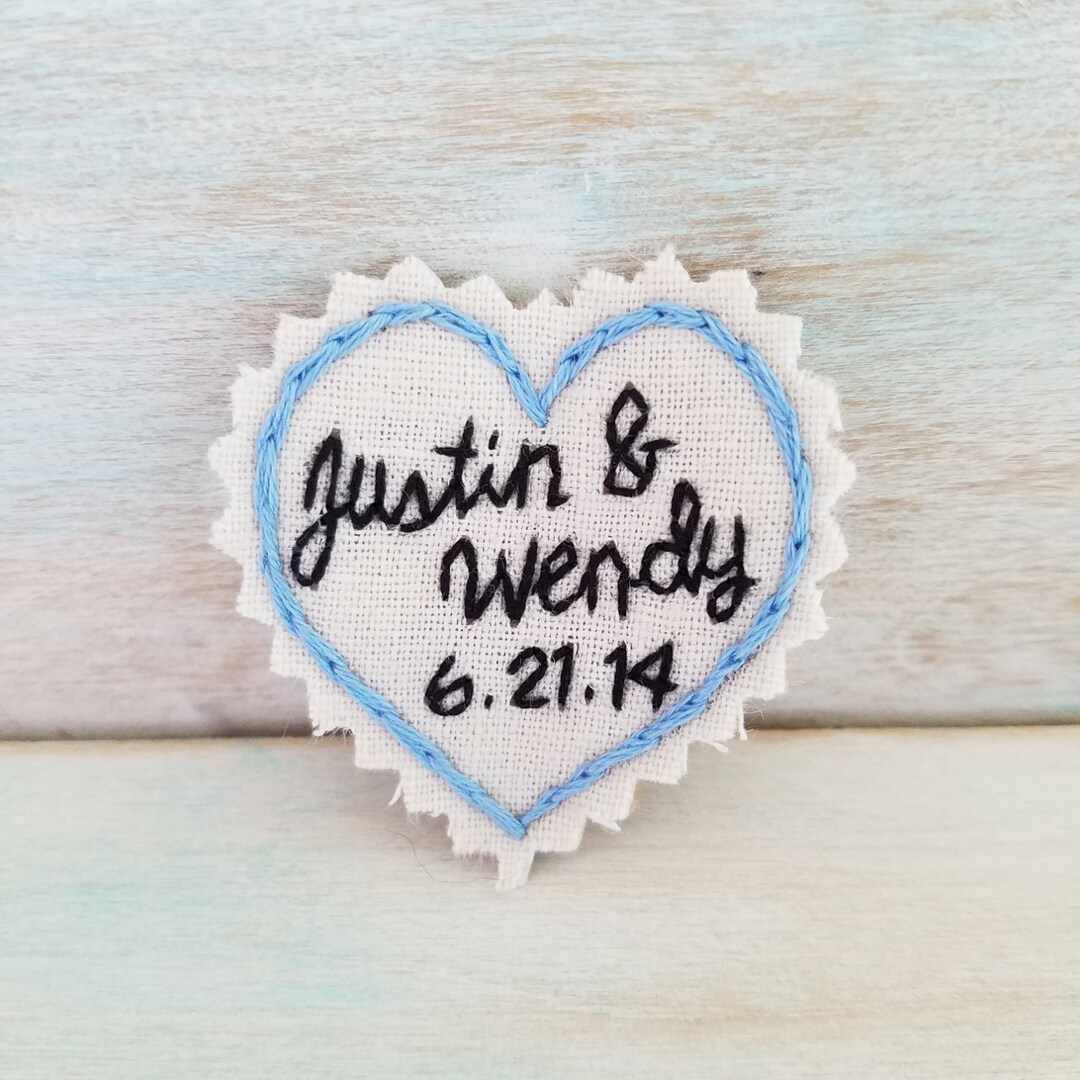 Hand Embroidered Tie Patch: Skinny Groom Gift, Personalized Love Note ...