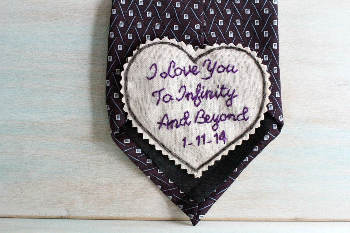 Hand Embroidered Tie Patch. Hand Embroidered Love Note for | Etsy
