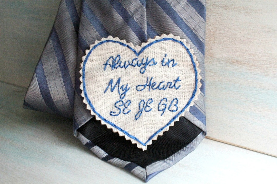 Remembrance Patch. Hand Embroidered Tie Patch. Groom Gift. Bride Gift ...