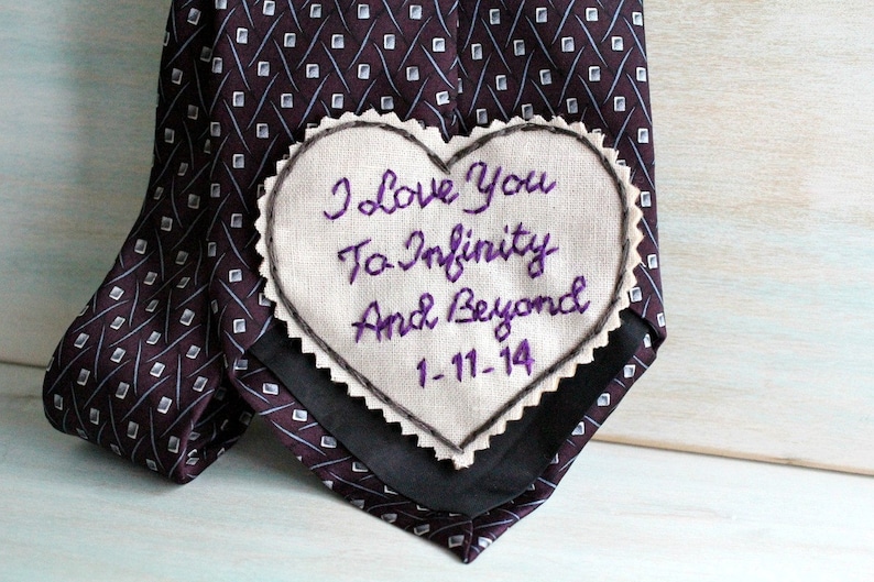 Hand Embroidered Tie Patch. Hand Embroidered Love Note for - Etsy