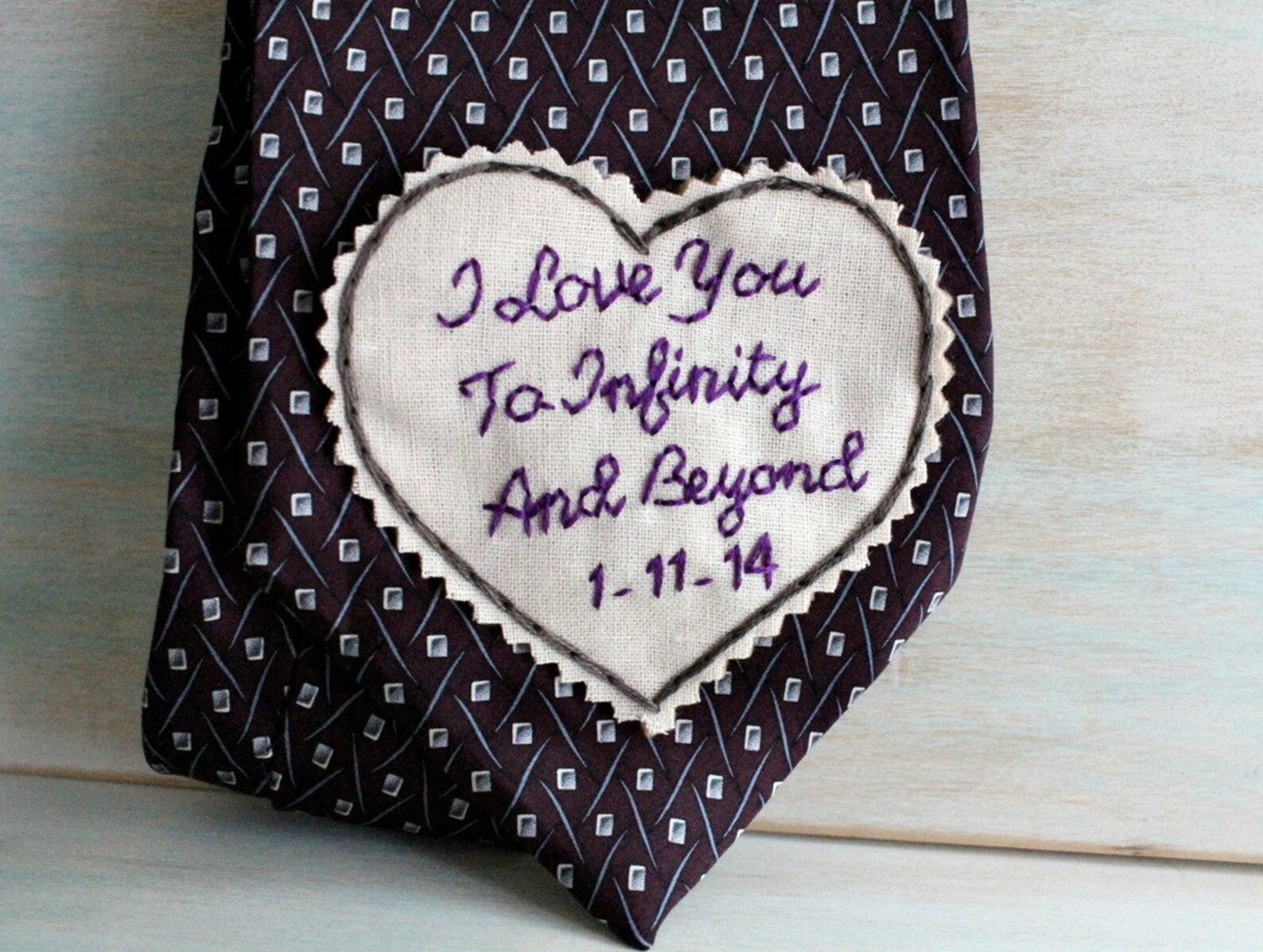 Hand Embroidered Tie Patch. Hand Embroidered Love Note for - Etsy