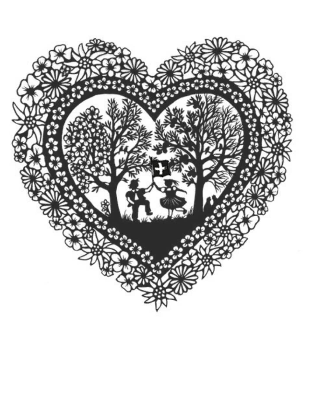 Swiss Scherenschnitte Heart Digital Download - Etsy