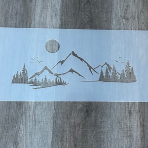 Mountain Range Stencil | Trees Landscape | Scenery | Reusable Stencil - Etsy